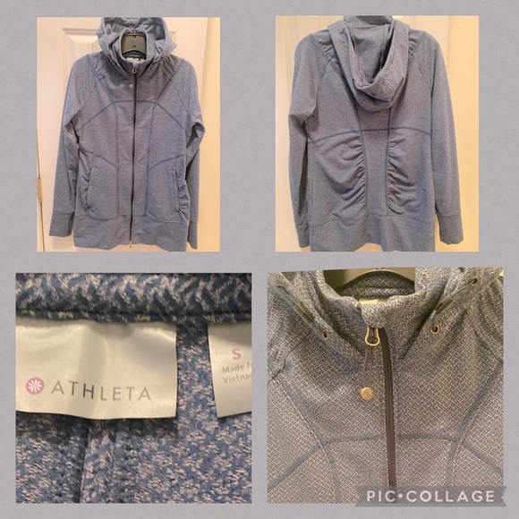 Athleta | Jackets & Coats | Athleta Zip Up Jacket With Hood Bluegray ...